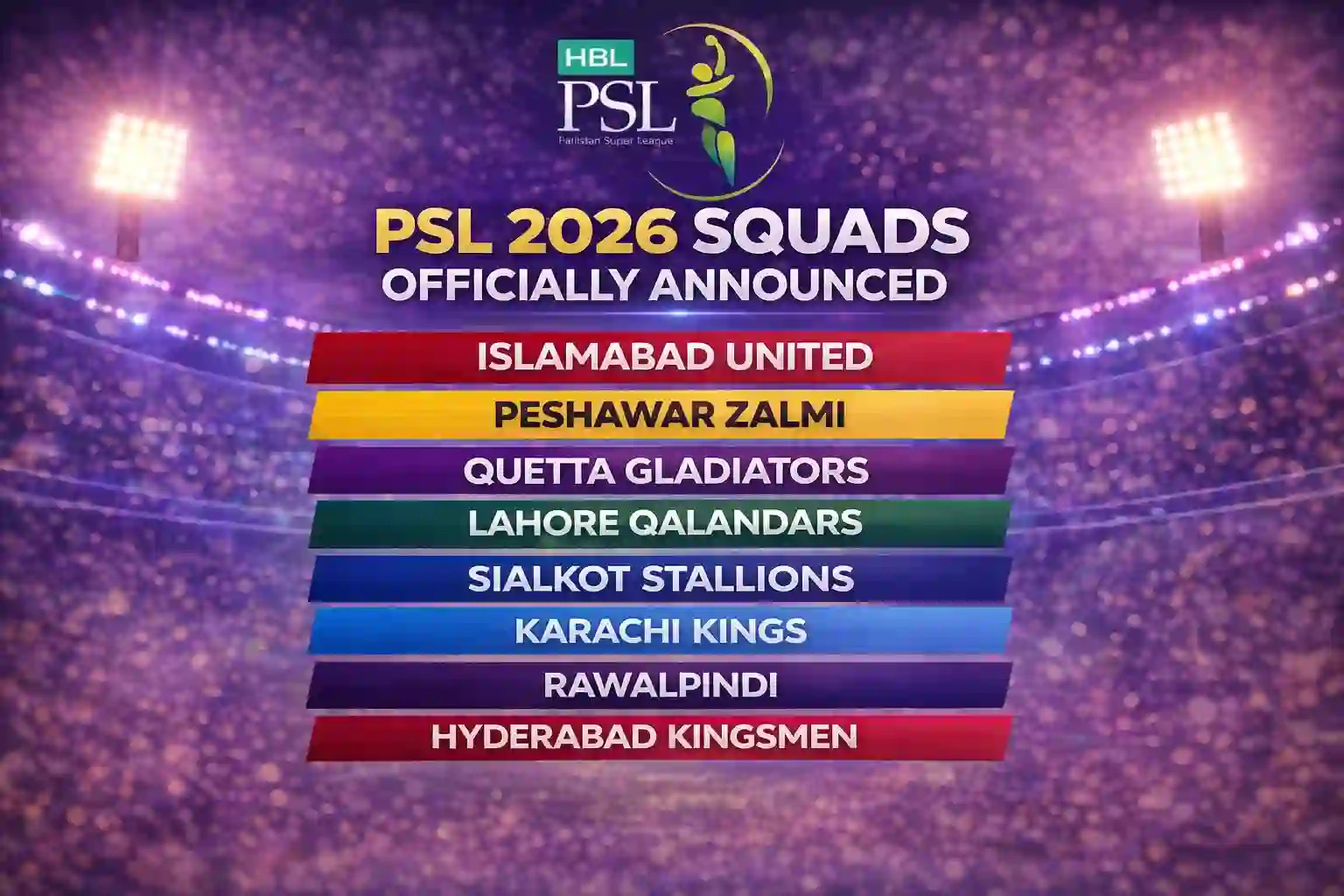 PSL 2026 Squads Announced – Full Team Lists, Star Players & Complete ...